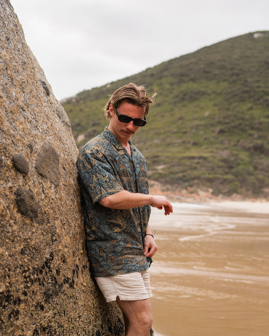 MYSTIC GREEN PATTERN PEPPY SHIRT BUTTON UP FESTIVAL – Peppy J's